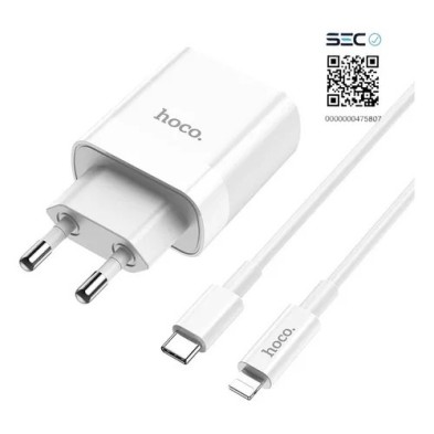 Cargador Hoco C80A 20W + Cable Lightning | Carga Rápida y Dual USB-C
