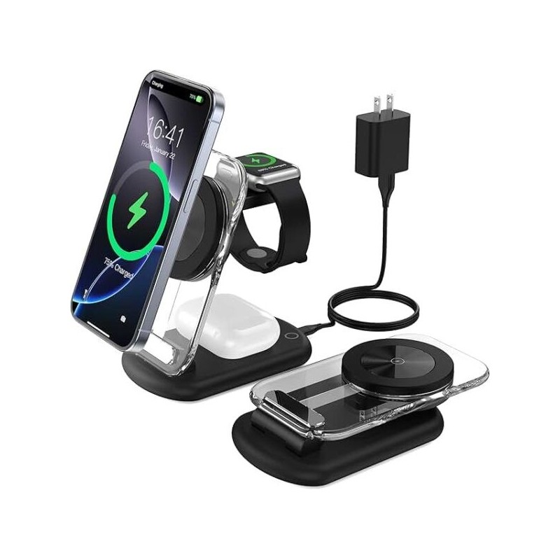 Base de Carga Inalámbrica 3 en 1 HOCO CQ11 | MagSafe, Compacta y Rápida