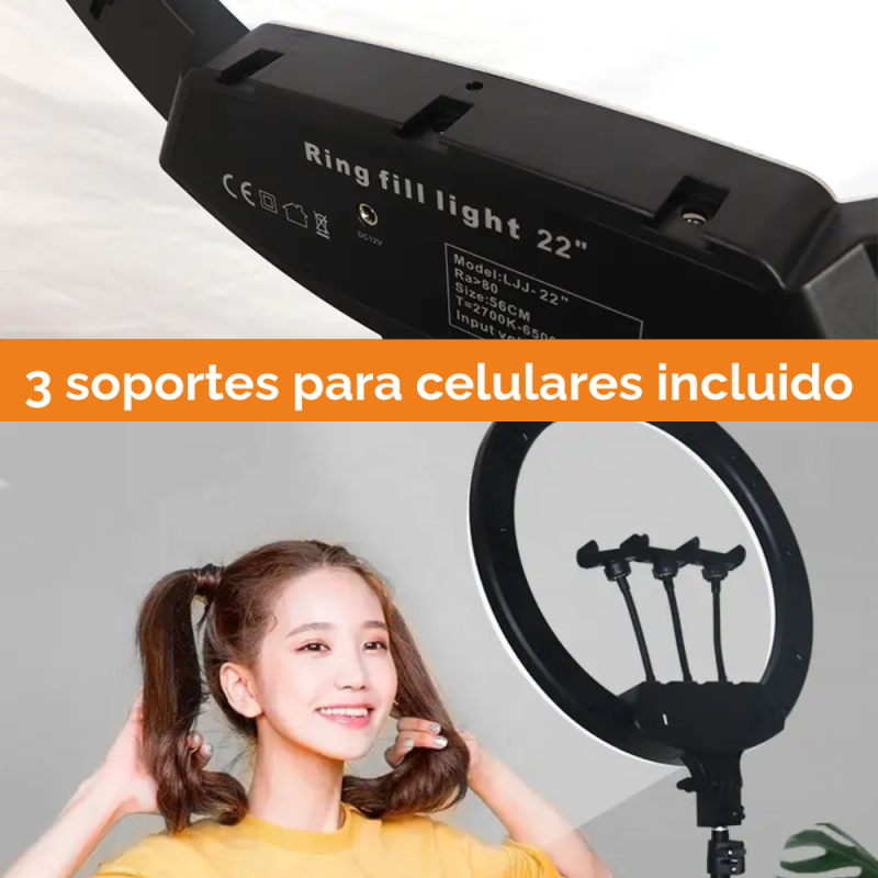 Aro de Luz LED 56cm con Trípode y Control Remoto | Iluminación ...